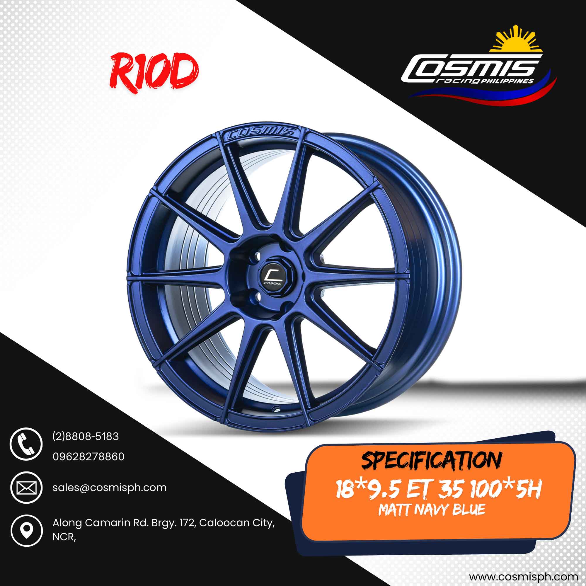 COSMIS-R10D 18*9.5 et35 5*100 (matt navy blue) 1pc – Cosmis Philippines