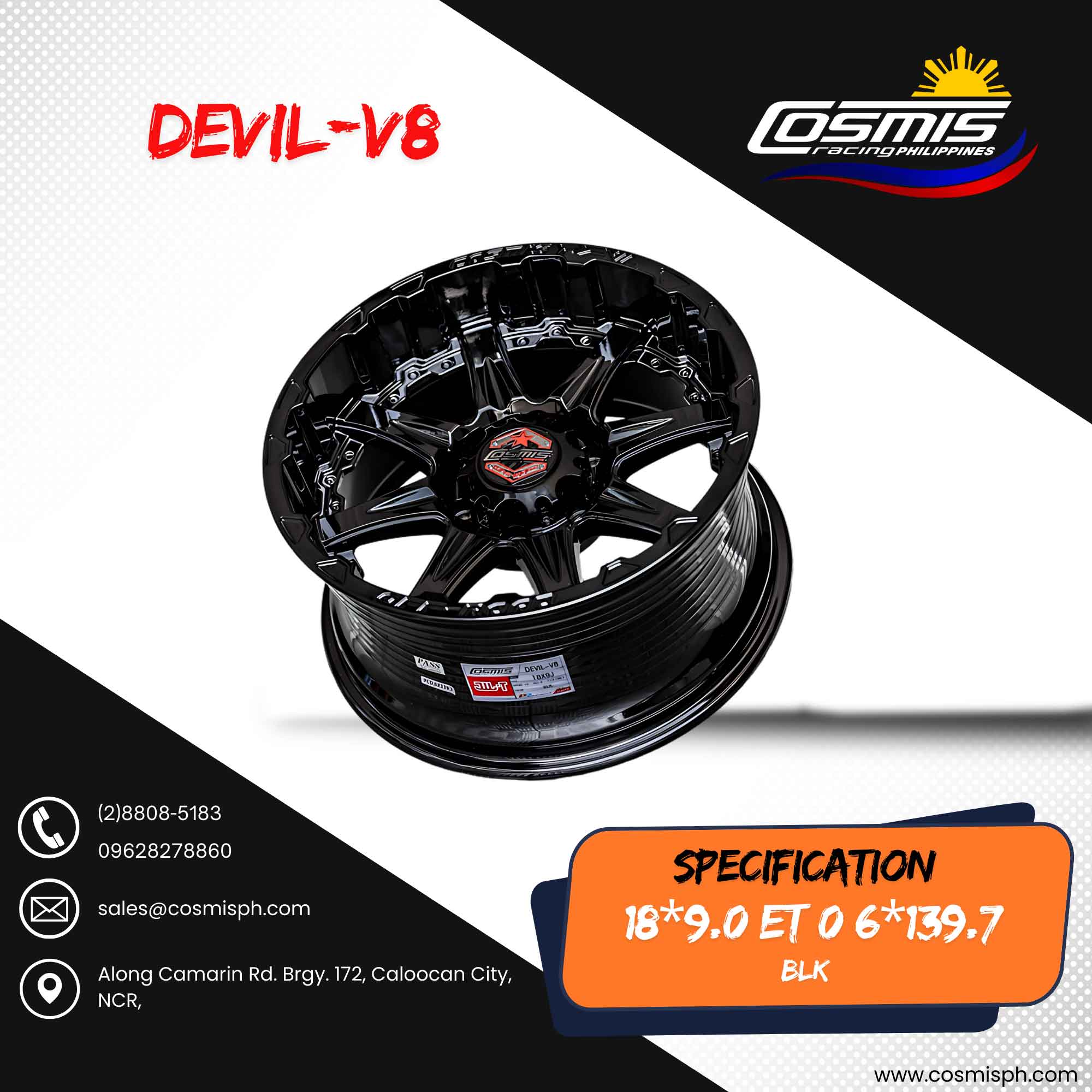 COSMIS DEVIL-V8 18*9.0 et0 6*139.7 (Black) 1pc – Cosmis Philippines