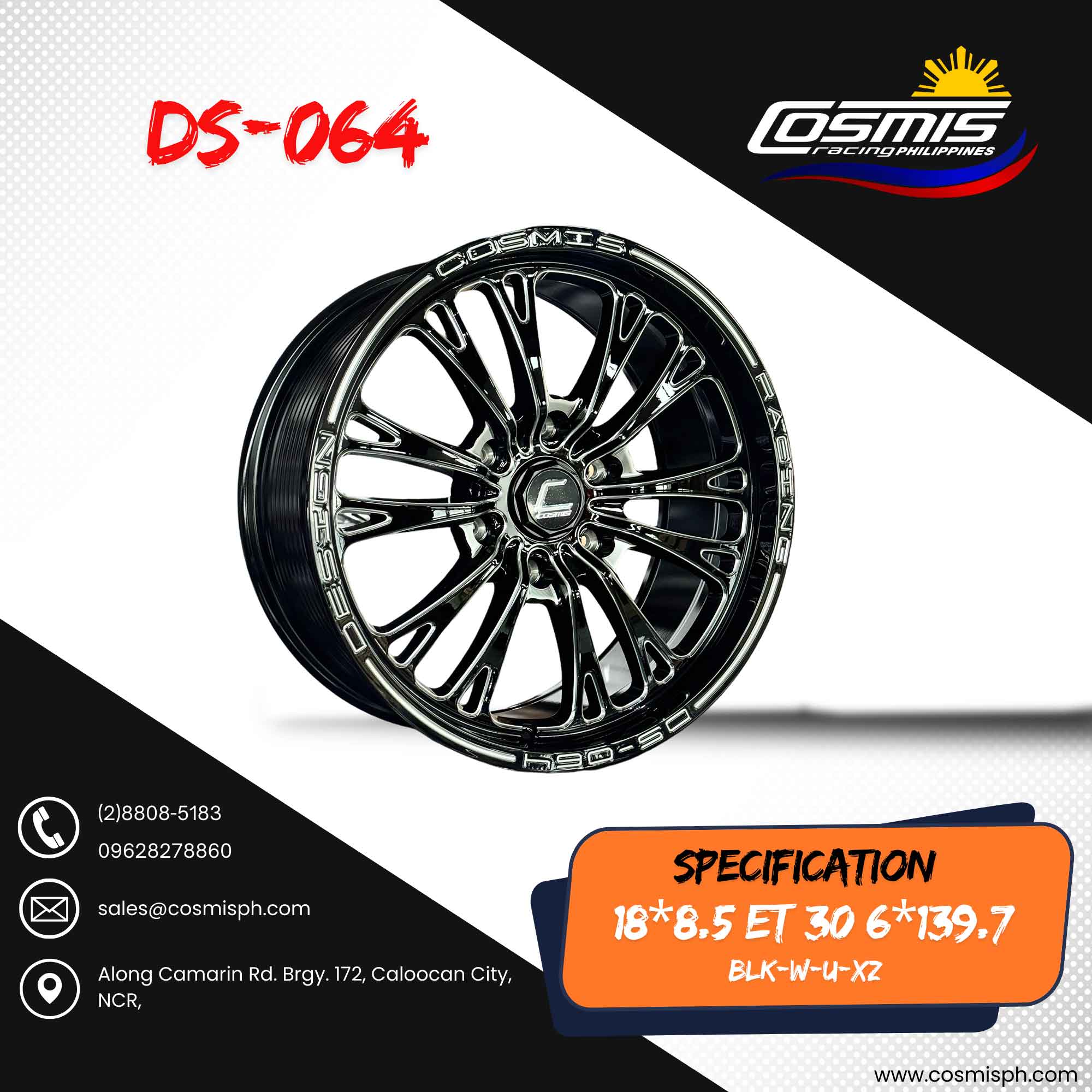 COSMIS DS-064 18*8.5 et30 6*139.7 (BLK-W-U-XZ) 1pc – Cosmis Philippines
