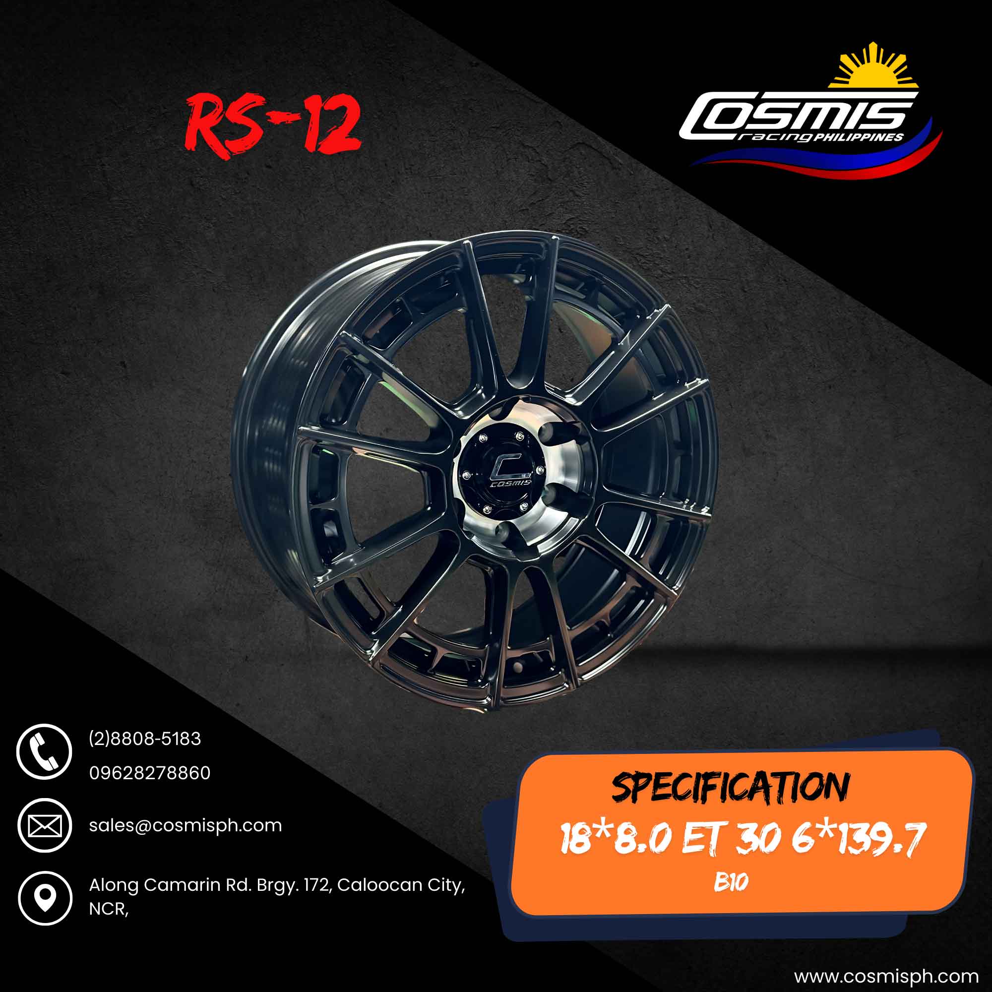 COSMIS RS-12 18*8.0 et30 6*139.7 (B10) 1pc – Cosmis Philippines