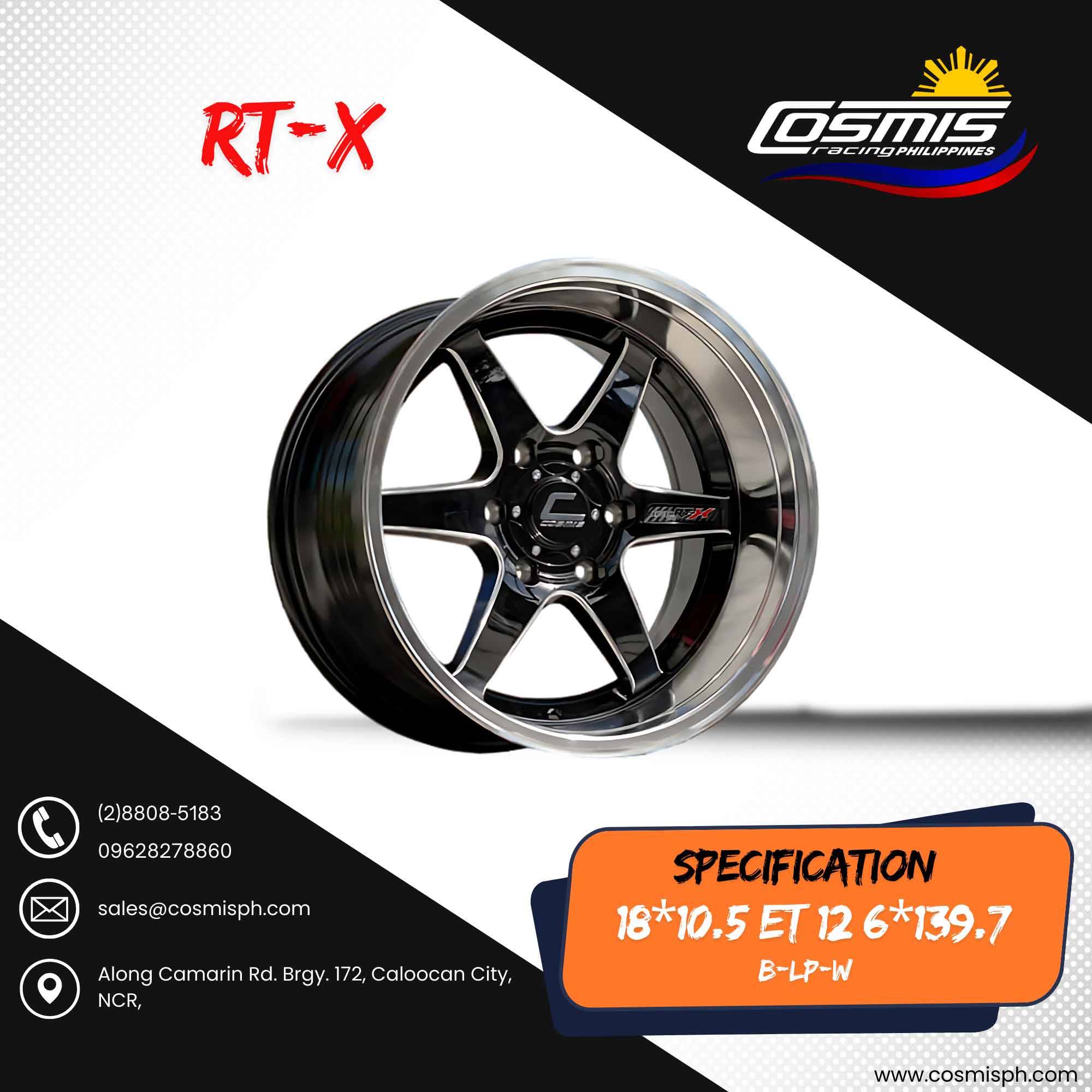COSMIS RT-X 18*10.5 et12 6*139.7 (B-LP-W) 1pc – Cosmis Philippines