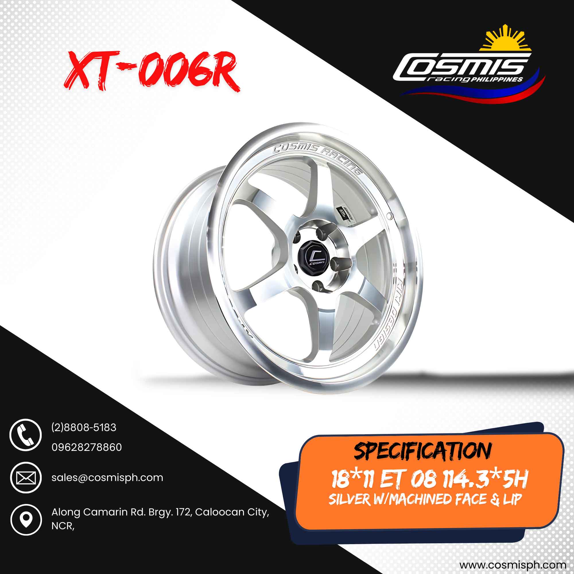 COSMIS XT-006R 18*11 et08 5*114.3 (silver w/machined face & lip) 1pc ...