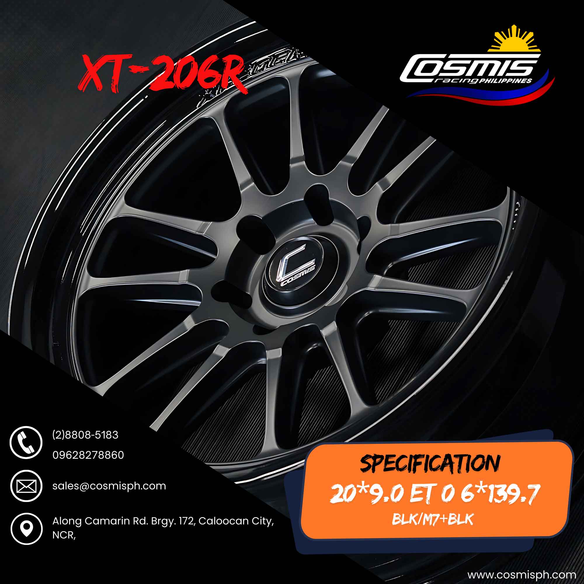 COSMIS XT-206R 20*9.0 et0 6*139.7 (BLK/M7+BLK) 1pc – Cosmis Philippines