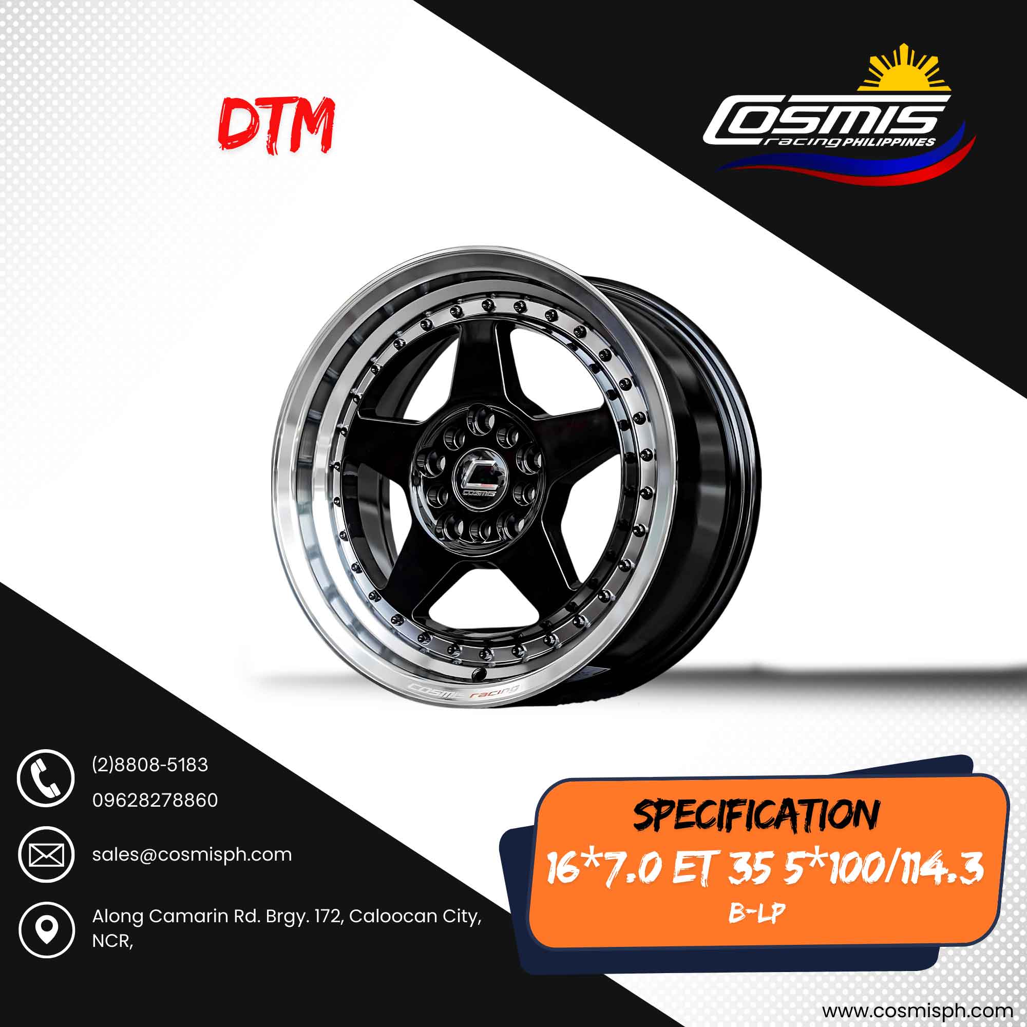 COSMIS DTM 16*7.0 et35 5*100/114.3 (B-LP) 1pc – Cosmis Philippines