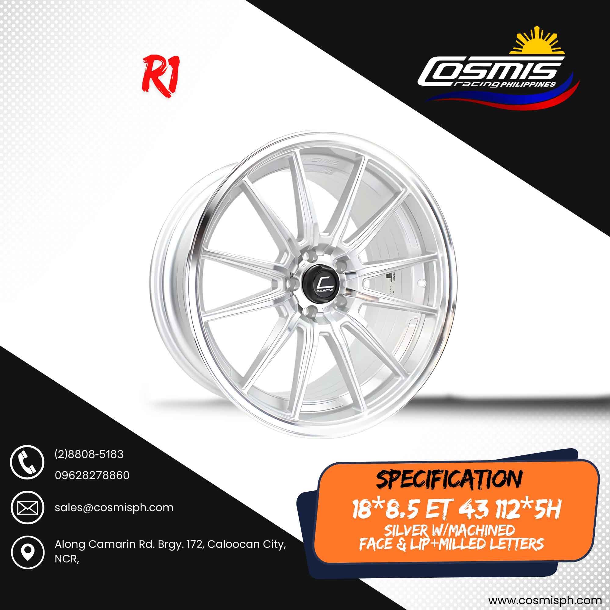 COSMIS R1 18*8.5 et43 5*112 (silver) 1pc – Cosmis Philippines