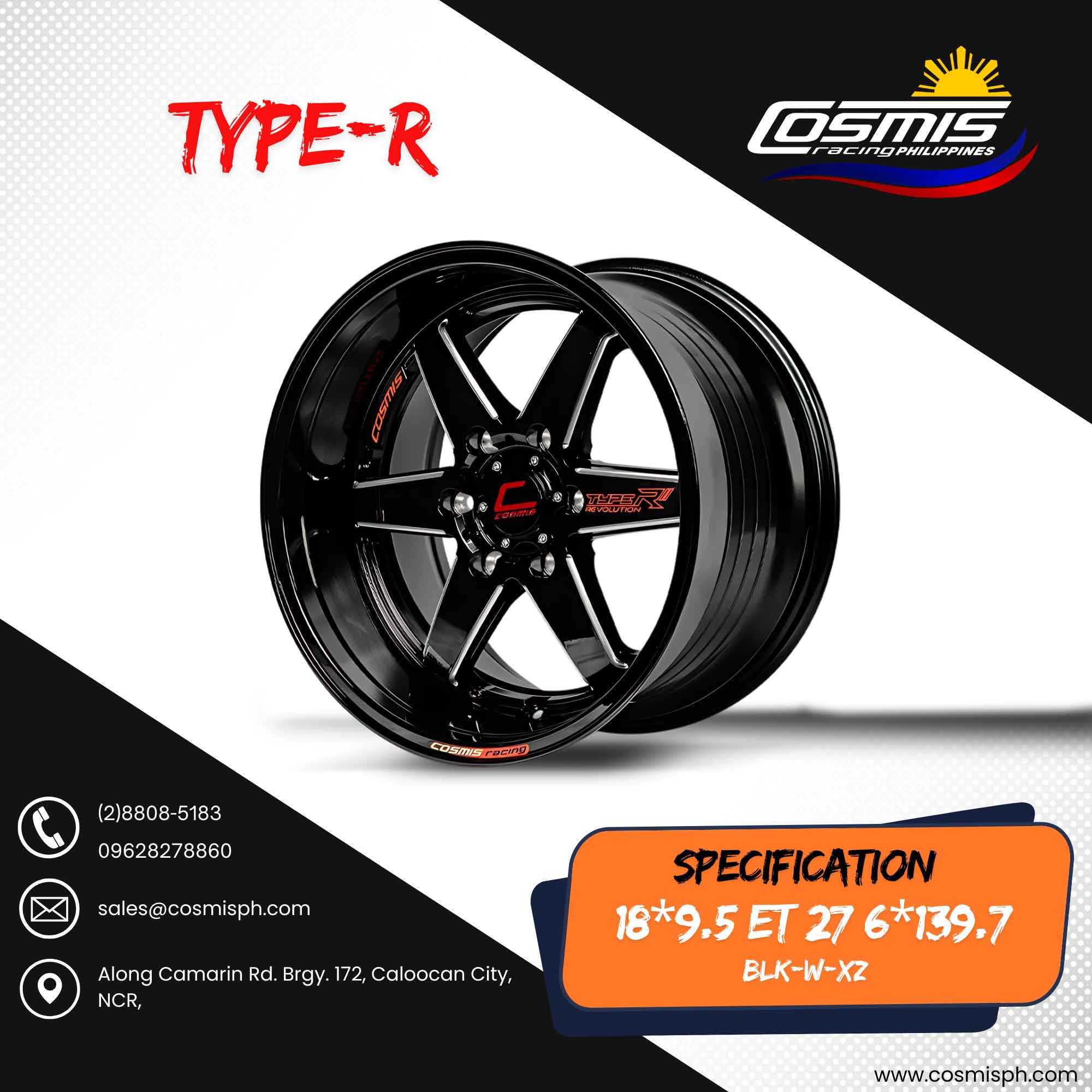 COSMIS TYPE-R 18*9.5 et27 6*139.7 (BLK-W-XZ) 1pc – Cosmis Philippines